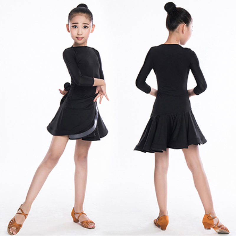 Girls Dance Dress Asymmetry Latin Rumba Tango Performance Dancewear ...