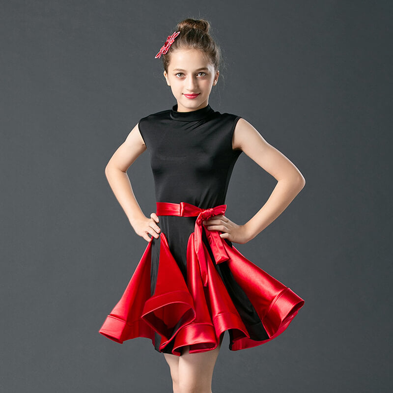 Girls A-Line Short High Neck Sleeveless Latin Dress – DANCEYM